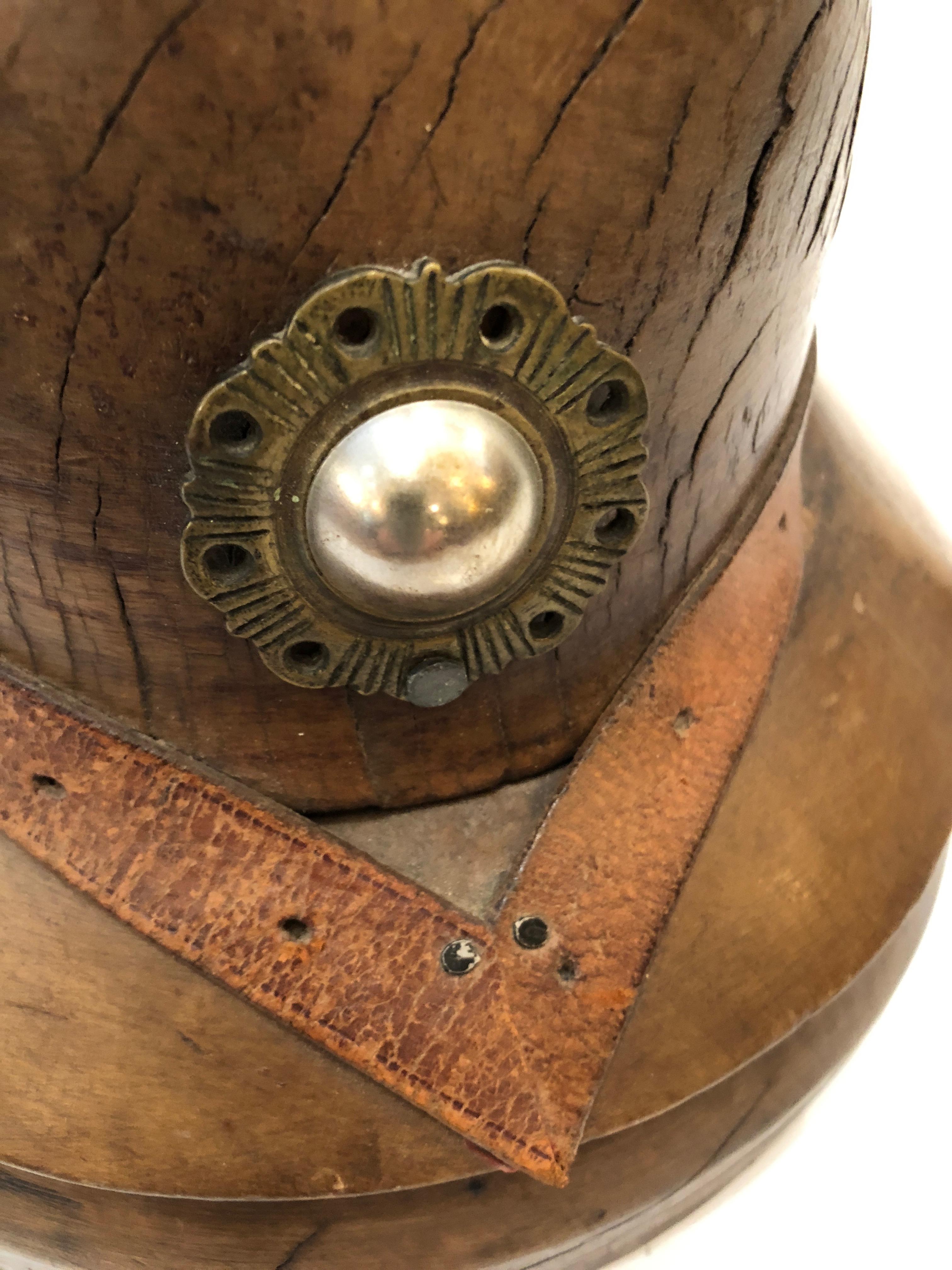 One of a Kind Walnut Sculpted Helmet on Stand at 1stDibs