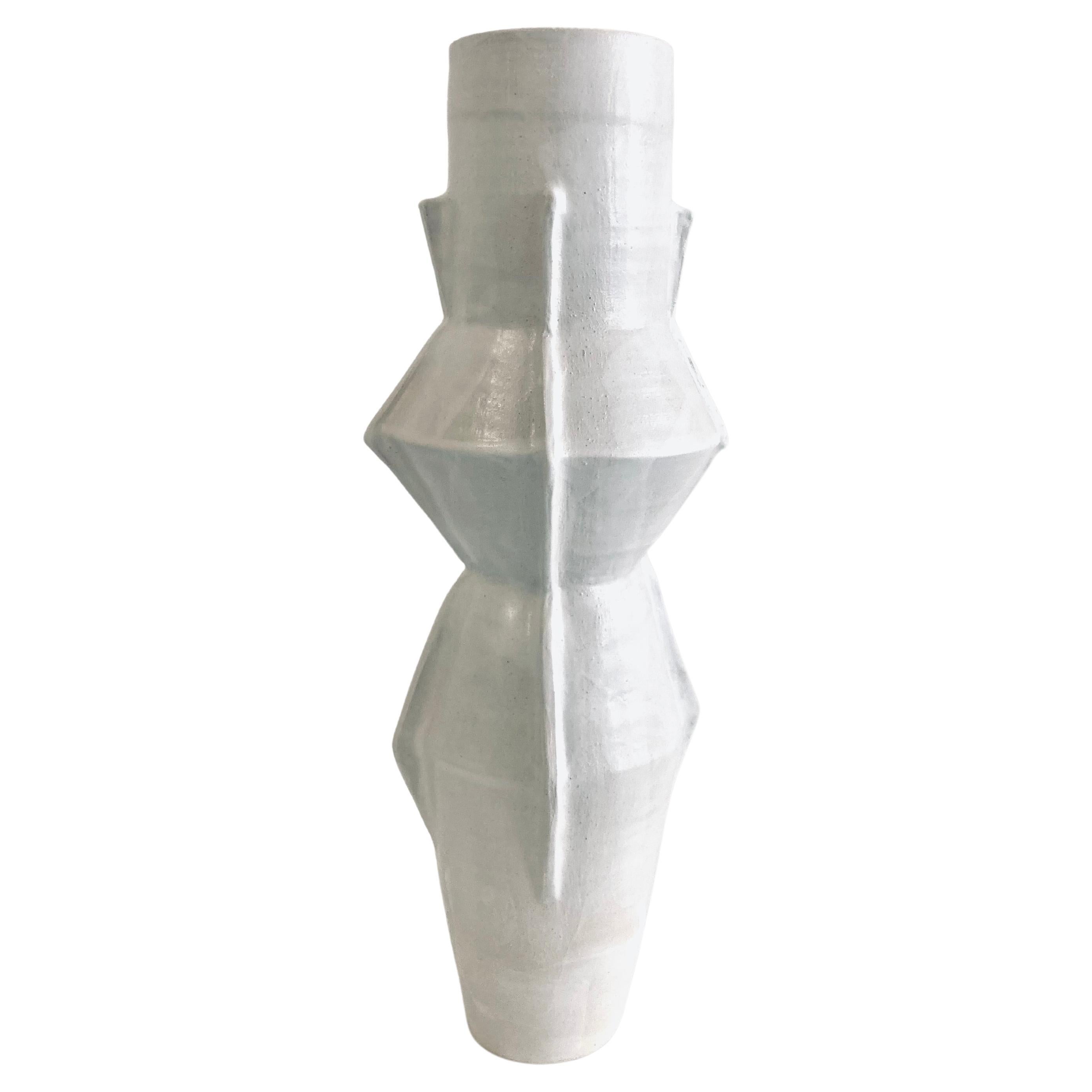 One-of-a-kind Wheelthrown "Zig" Ceramic Vase - White Stone For Sale at ...
