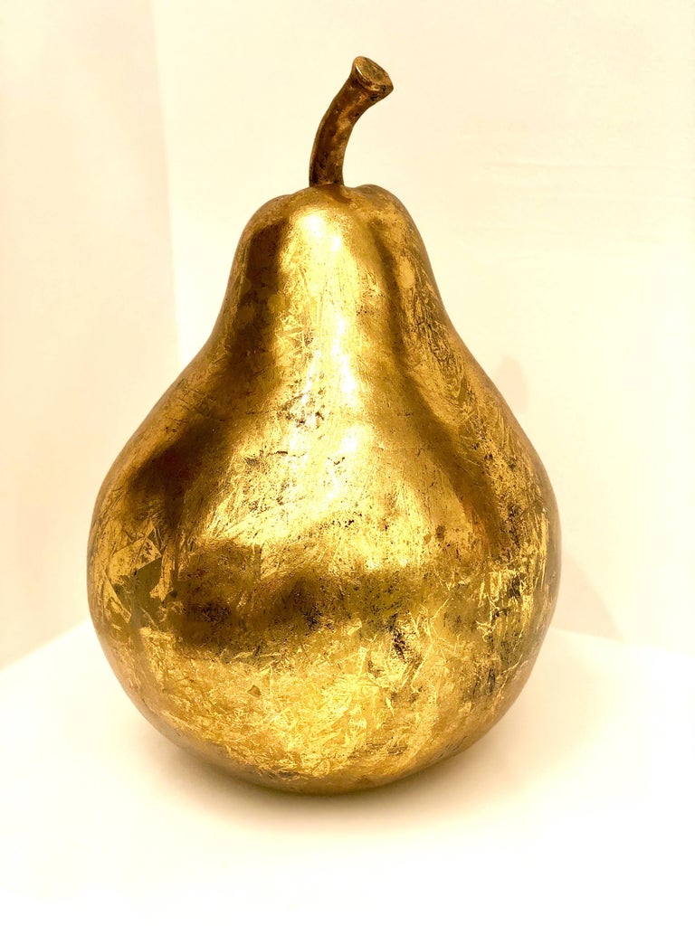 One of Kind Gigantic Gold Leaf Decorative Pear Sculpture at 1stDibs