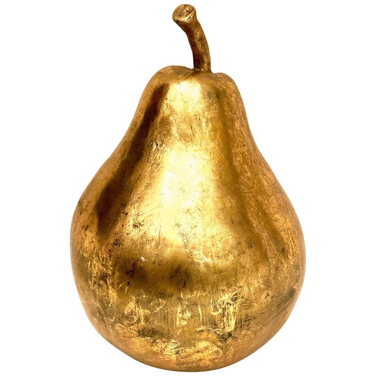 One of Kind Gigantic Gold Leaf Decorative Pear Sculpture at 1stDibs