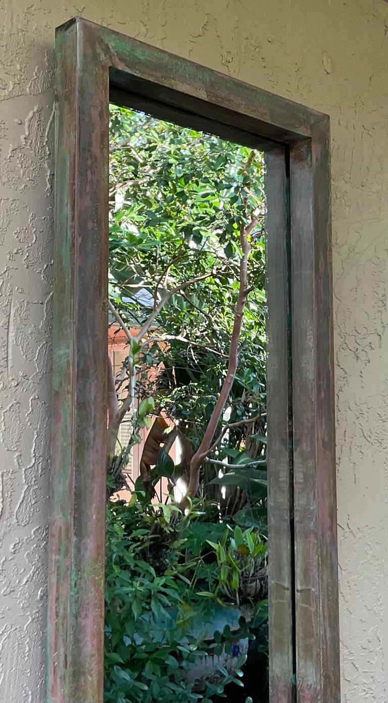 One of Kind Narrow Architectural Rectangular Brass Mirror For Sale at ...