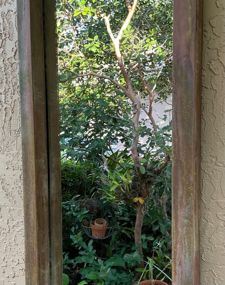 One of Kind Narrow Architectural Rectangular Brass Mirror For Sale at ...