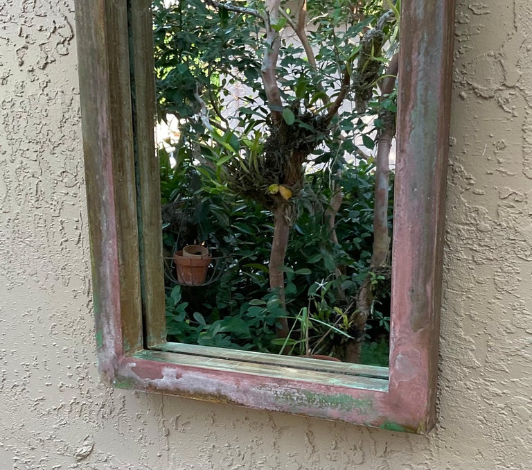 One of Kind Narrow Architectural Rectangular Brass Mirror For Sale at ...