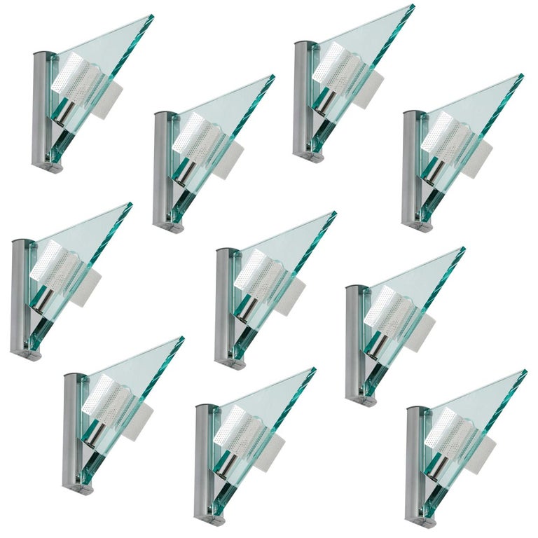 One of the Ten Glass Aluminium Triangle Shaped Wall Lights, Artemide ...