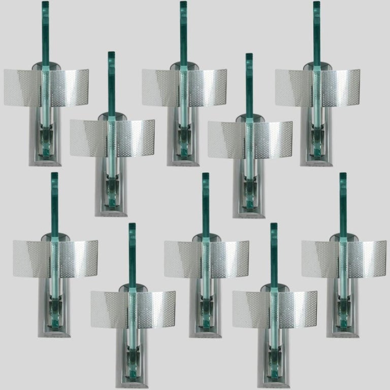 One of the Ten Glass Aluminium Triangle Shaped Wall Lights, Artemide ...
