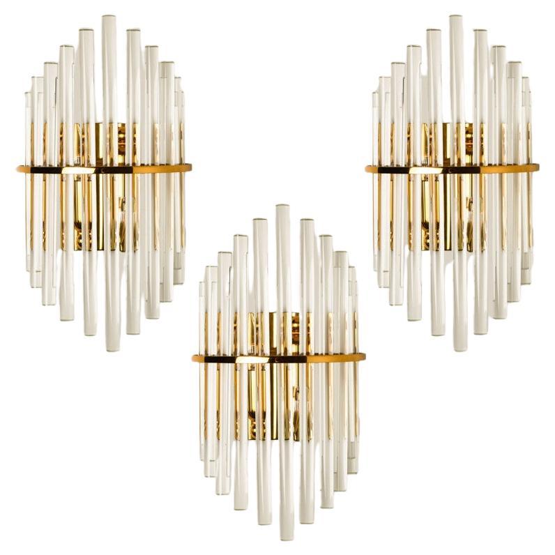 One of the Three Modern Glass Rod Wall Sconces of Sciolari for ...