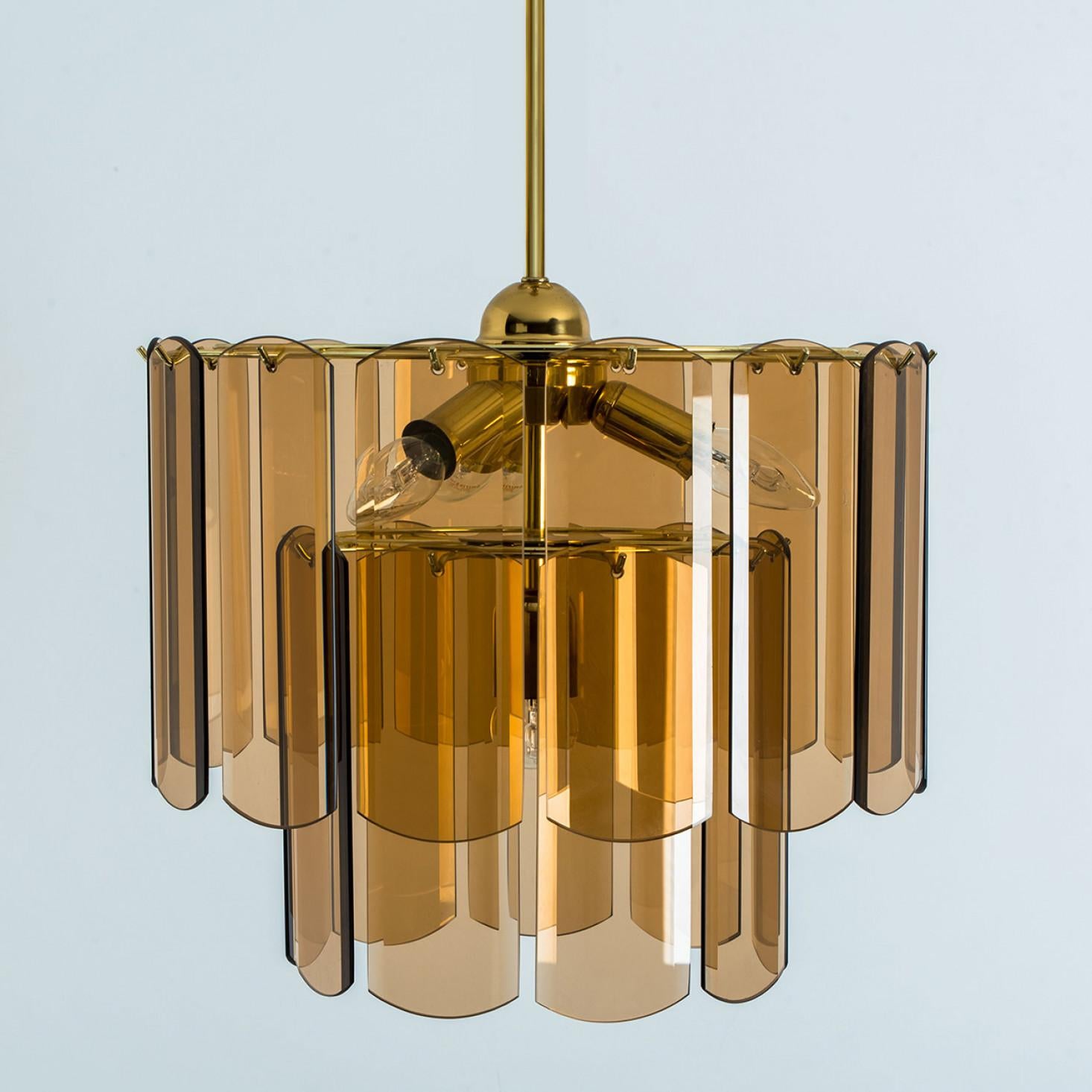One of the Two Amber Smoked Glass Mid-Century Chandelier, Germany ...