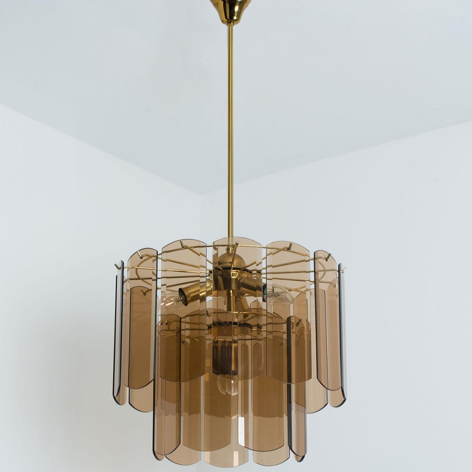 One of the Two Amber Smoked Glass Mid-Century Chandelier, Germany ...