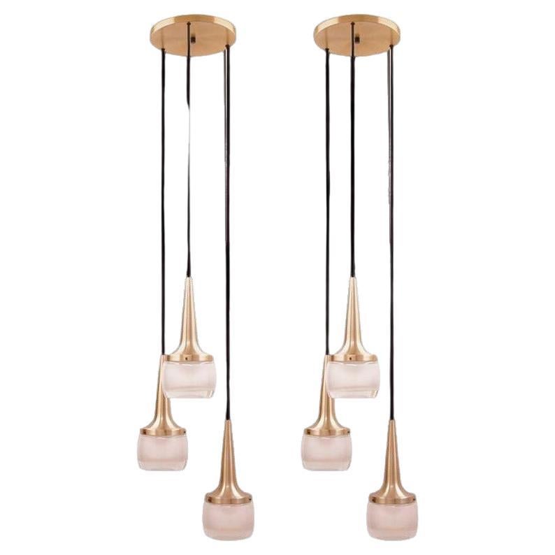 One of the Two Brass Glass Cascade Fixtures by Staff, 1960 For Sale at ...