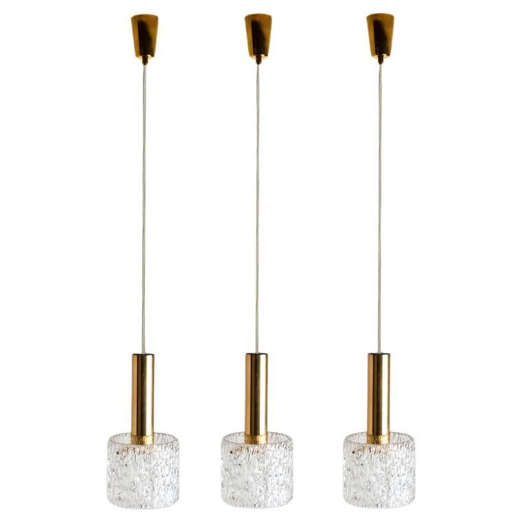 One of Three Wave Glass Pendant Lights by J.T. Kalmar, 1960s For Sale ...