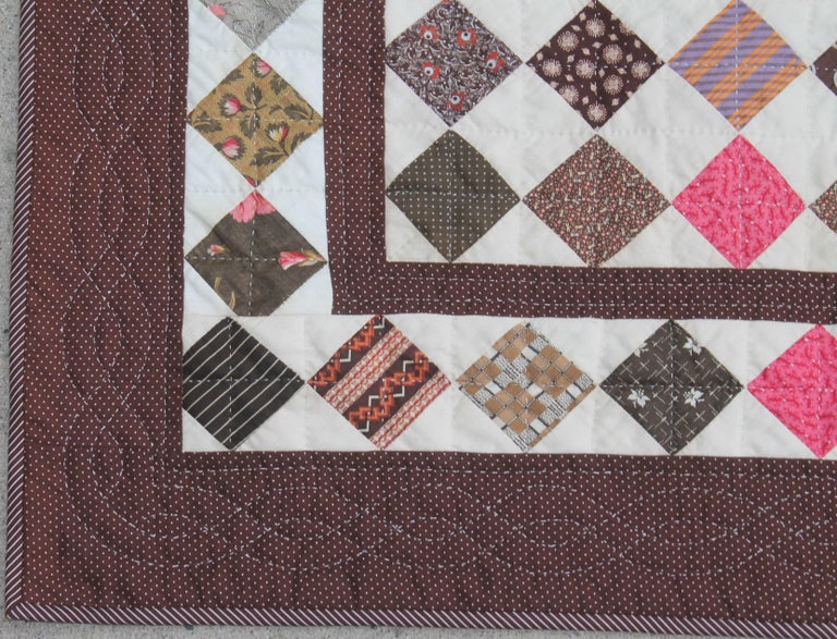 One Patch Contained Blocks Quilt For Sale at 1stDibs
