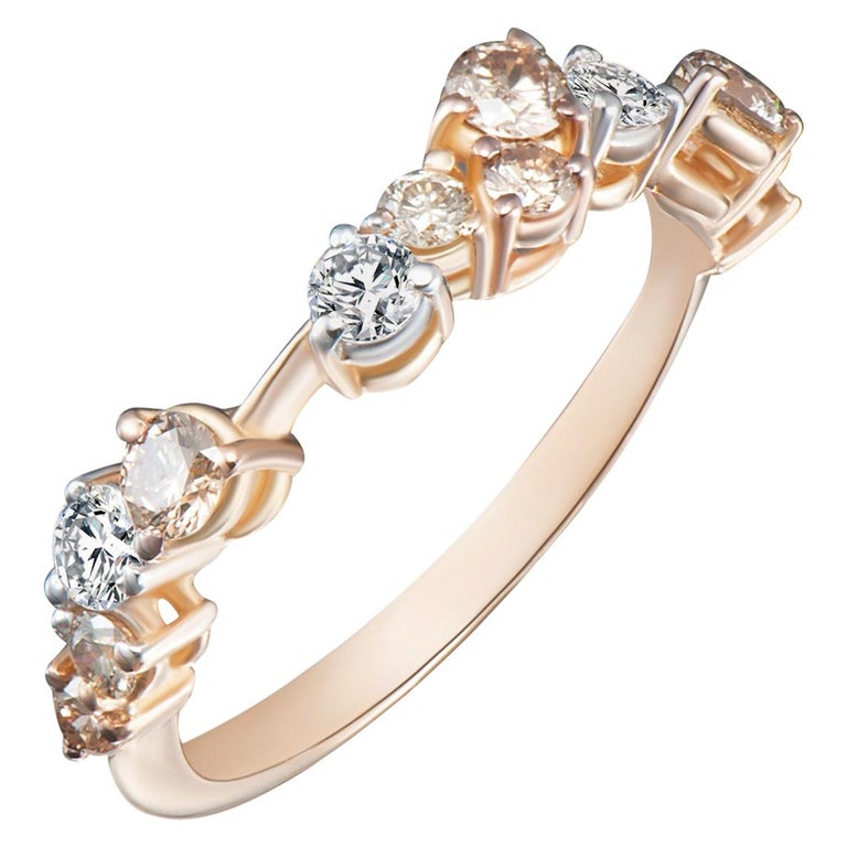 Modern Cluster Diamond Ring Champagne and White Diamonds Alternative ...
