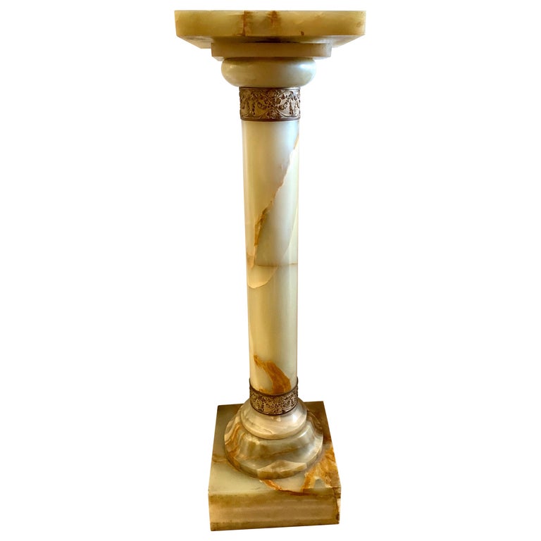 Onyx and Bronze Pedestal Column Stand Made in Italy at 1stDibs