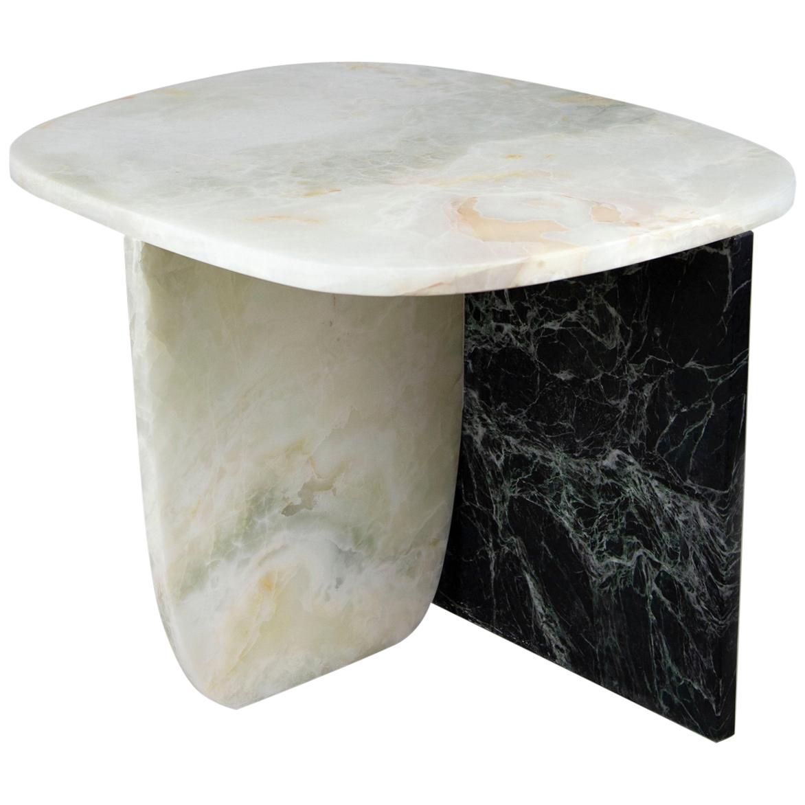 Mexican Onyx Stone and Brass UÑA Side Coffee Table Design by Nomade ...