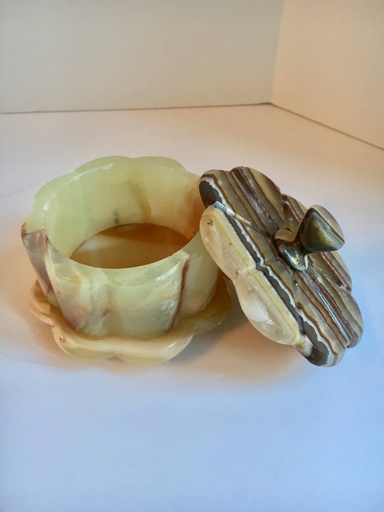 Onyx Covered Container with Scalloped Body and Lid Detail For Sale at ...