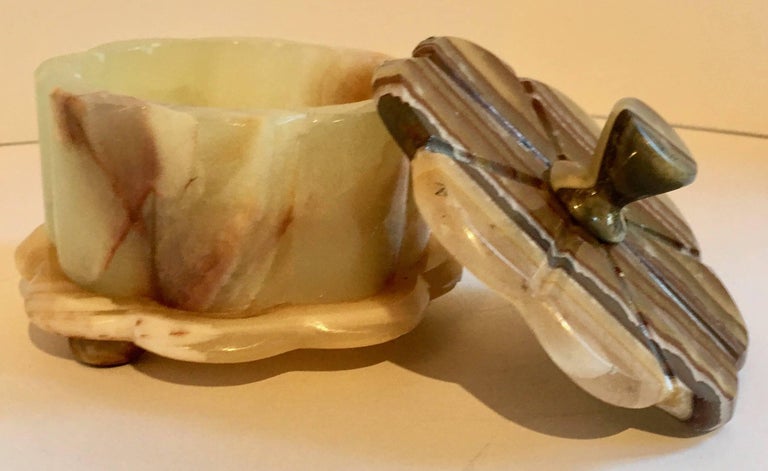 Onyx Covered Container with Scalloped Body and Lid Detail For Sale at ...