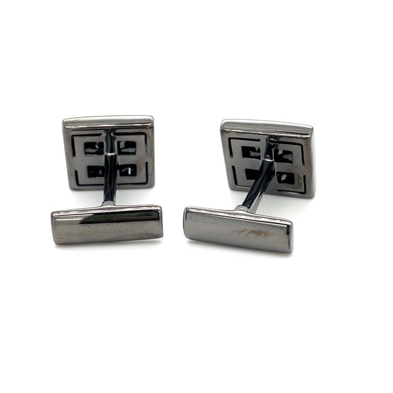 Onyx Cufflinks Black Rhodium For Sale at 1stDibs