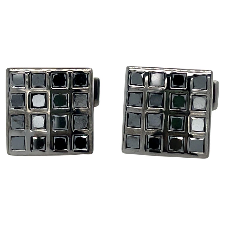 Onyx Cufflinks Black Rhodium For Sale at 1stDibs