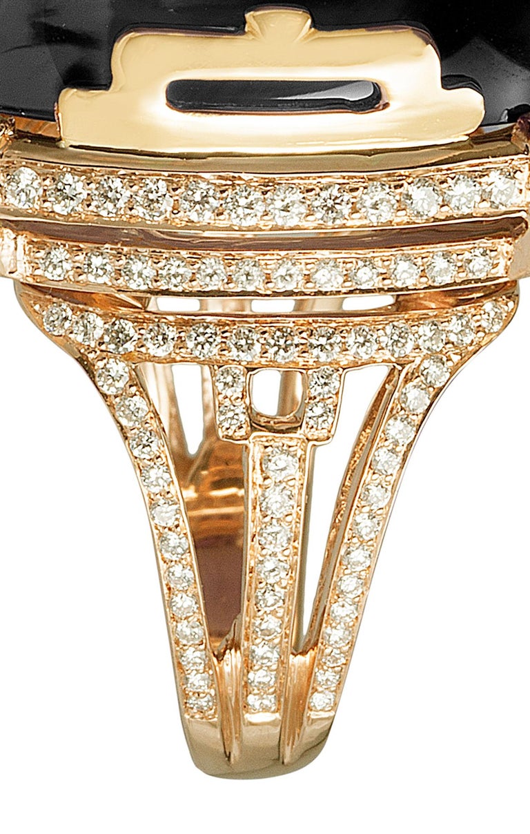 Goshwara Cushion Cabochon Onyx And Diamond Ring For Sale at 1stDibs