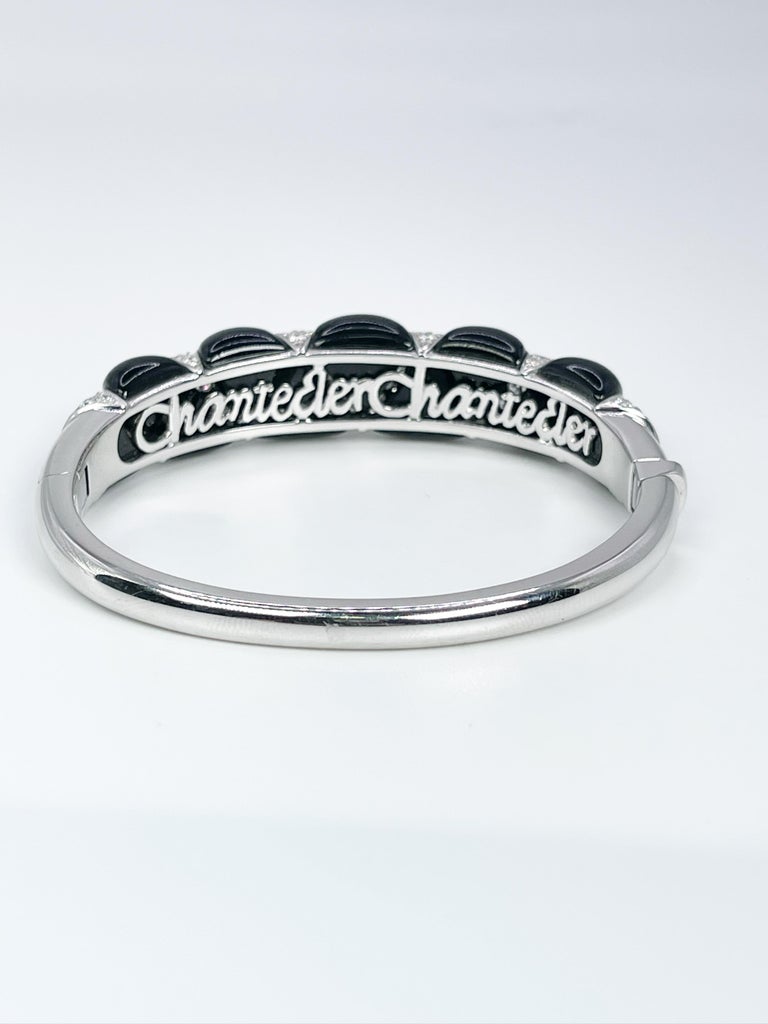 Onyx and Diamond Bangle Bracelet 18kt White Gold Chantecler For Sale at ...