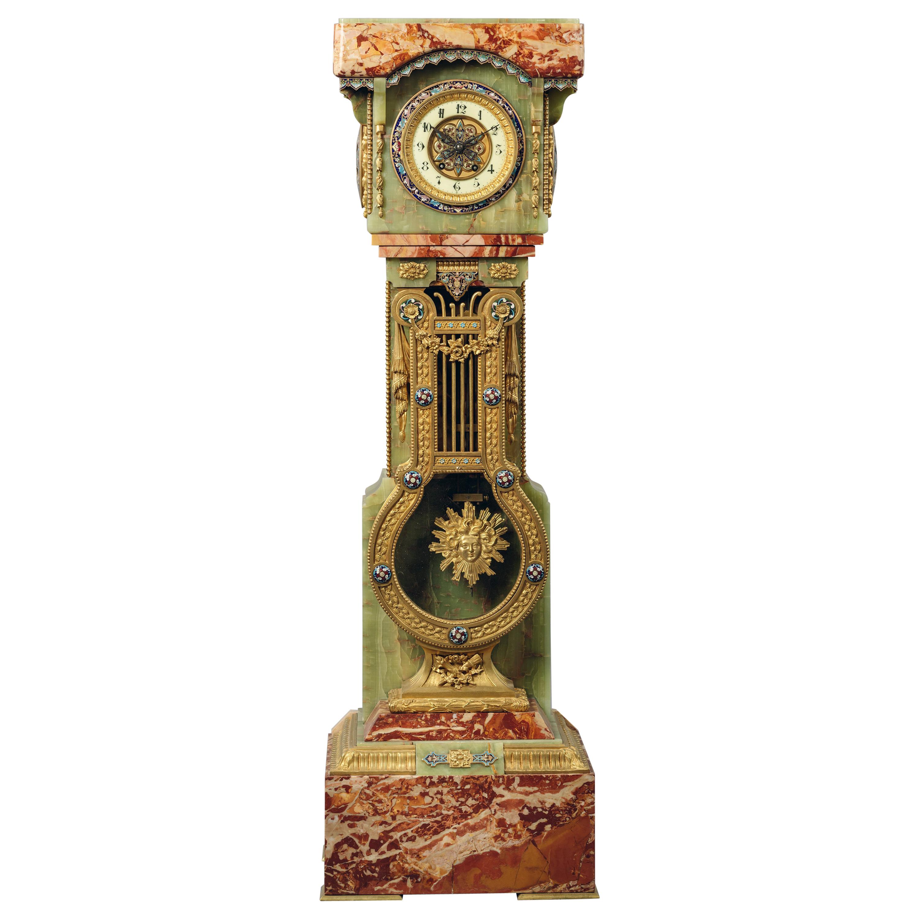 Onyx and Enamel Desk Clock by J.E. Caldwell For Sale at 1stDibs