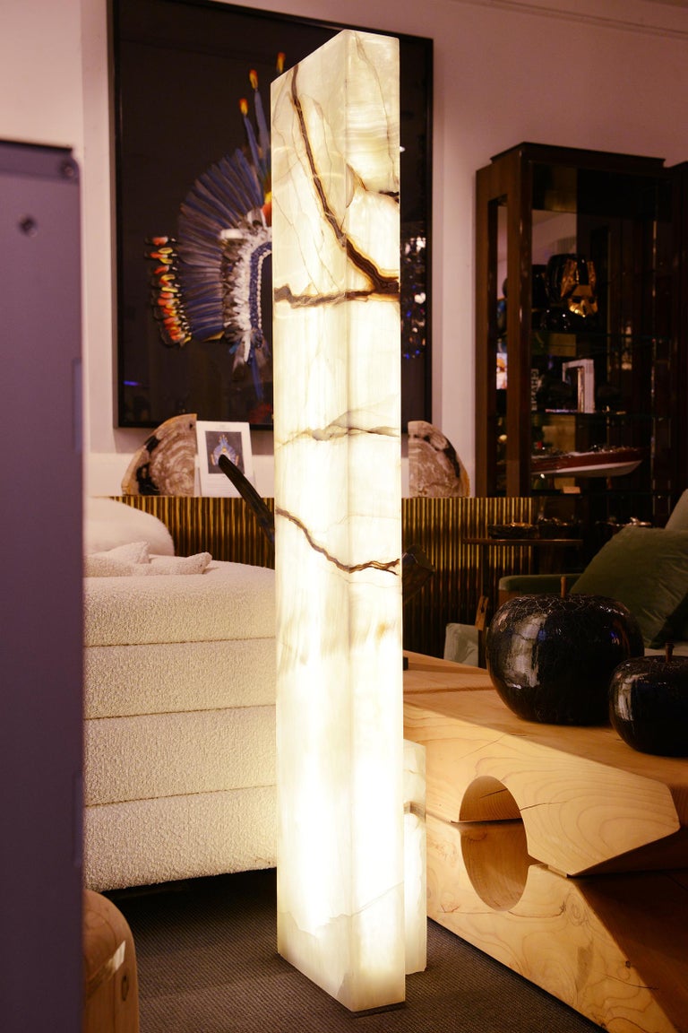 Onyx Polished Totem Floor Lamp For Sale at 1stDibs