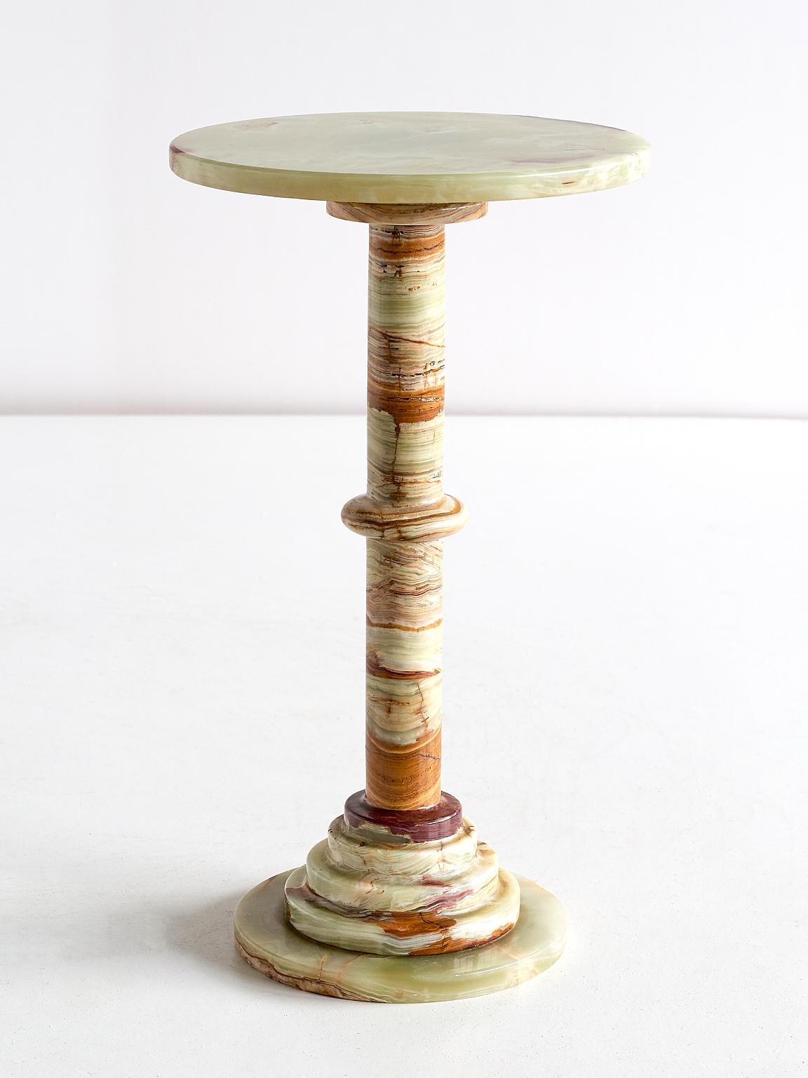 Onyx Side Table with Pedestal Base, Italy, 1960s at 1stDibs