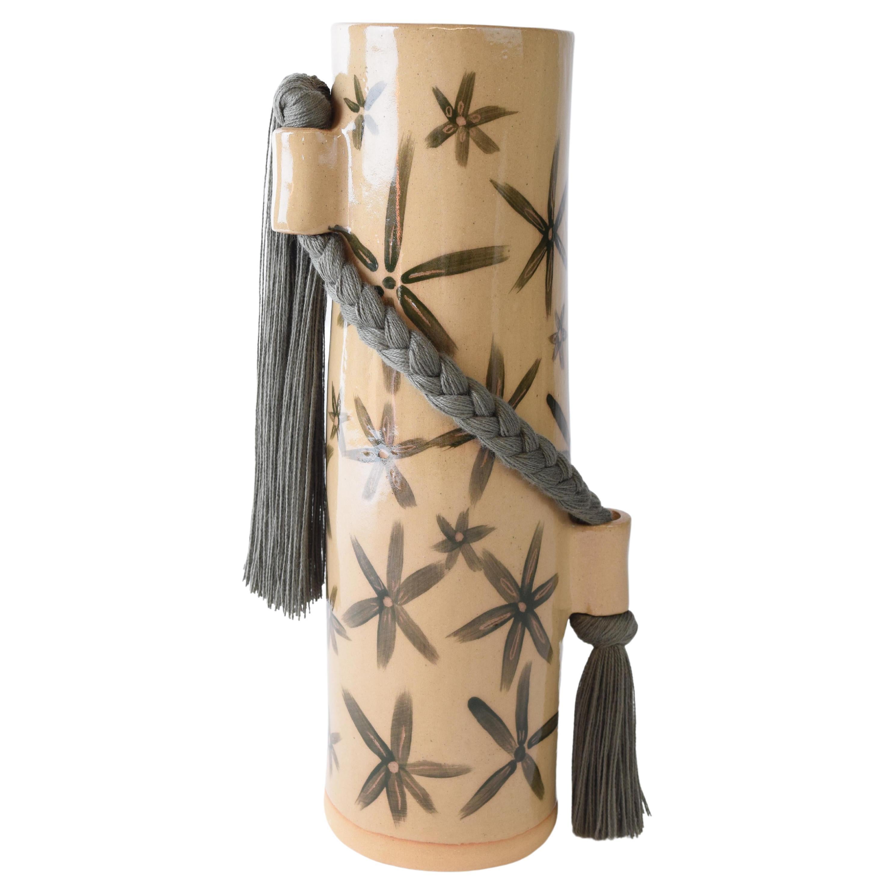 OOAK Handmade Ceramic Vase #735 - Olive Green Glazed Floral and Khaki ...