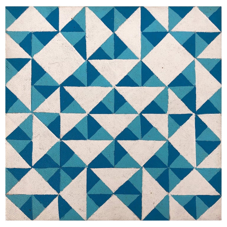 Op Art Abstract Geometric Acrylic Painting on Canvas "Triangles" For ...