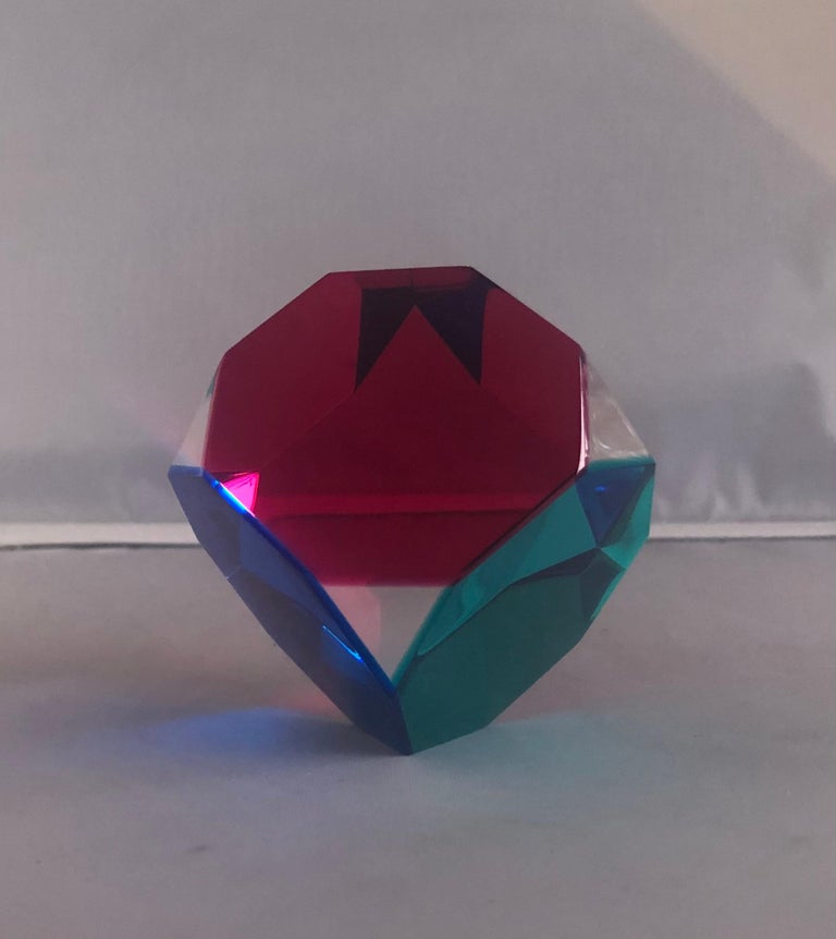 Op Art Acrylic Octagonal Cube Sculpture by Vasa Mihich For Sale at 1stDibs