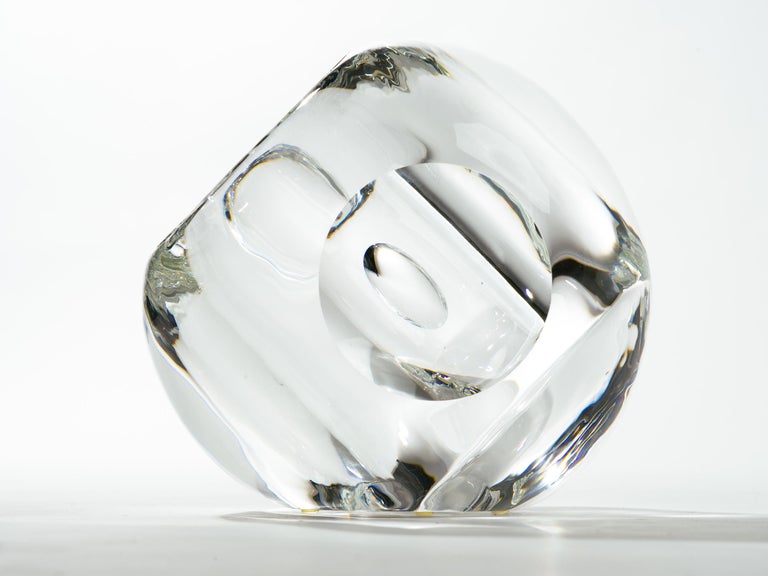 Op Art Engraved Convex Glass Sphere Sculpture Vase at 1stDibs