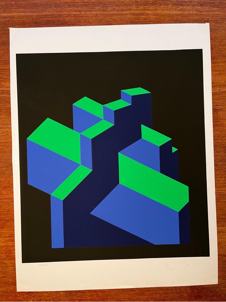 Op Art Lithograph Signed Serghi - 1972 For Sale at 1stDibs
