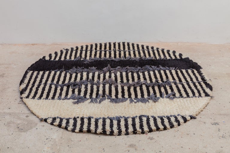 Op-Art Round Rya Black and White Rug Wall Hanging Carpet, 1960s, Sweden ...