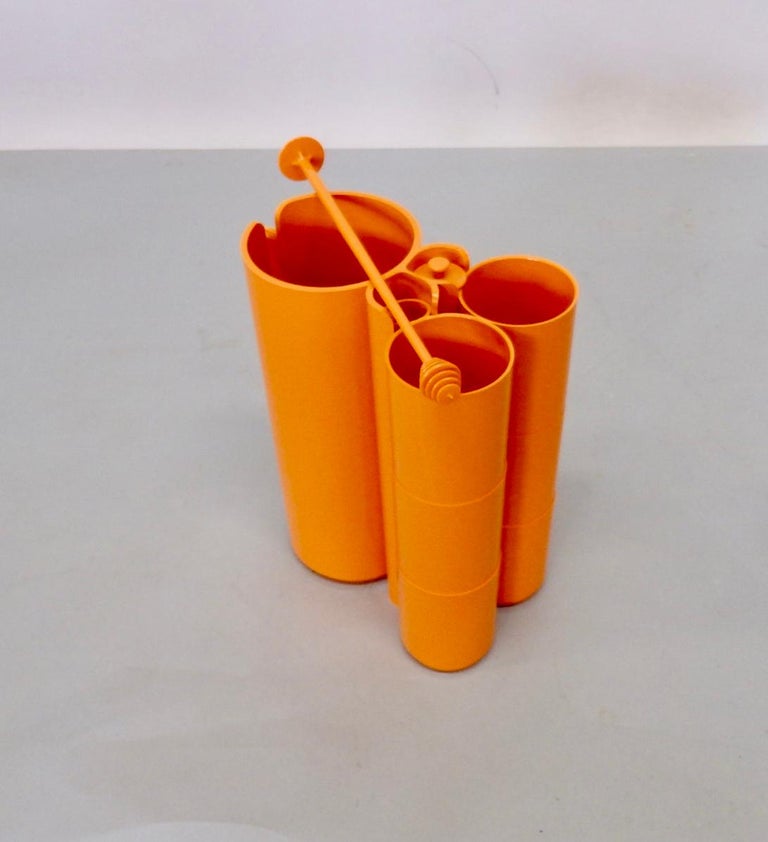 Op Pop Mod French Orange Plastic Pitcher with Cups and Stirrers ...