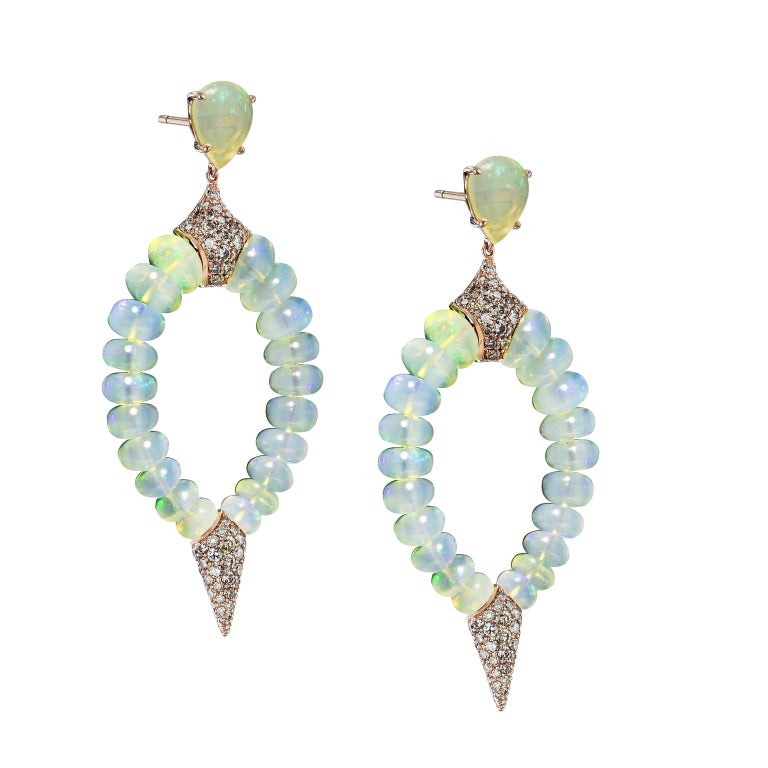 33.31 carats of Translucent Opal Beads 1.89 carats Brown Diamonds Drop ...