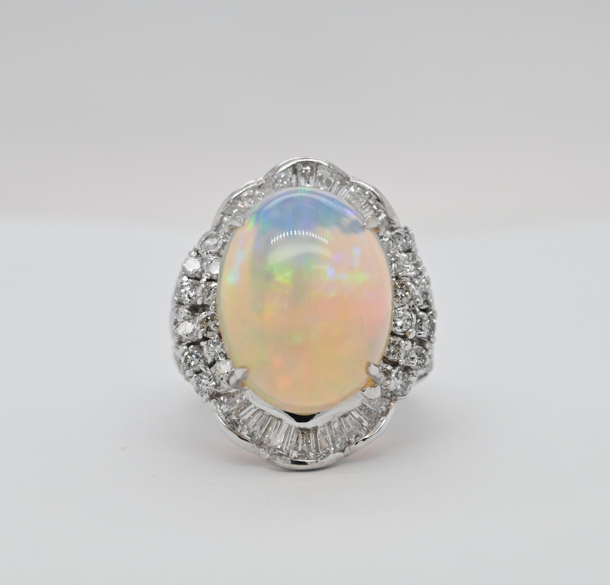 Opal and Diamond Art Deco Style Ring For Sale at 1stDibs