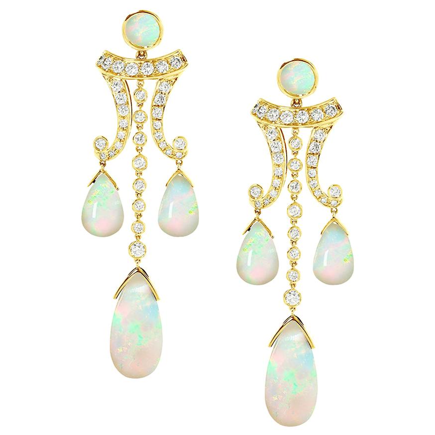 Opal Drops Earrings with Diamonds at 1stDibs