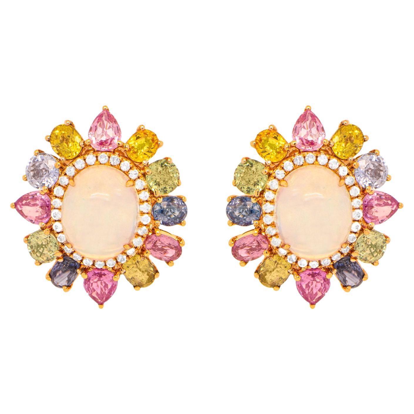 18k Diamond and Multi-Colored Stone Earrings by Marina B. For Sale at ...