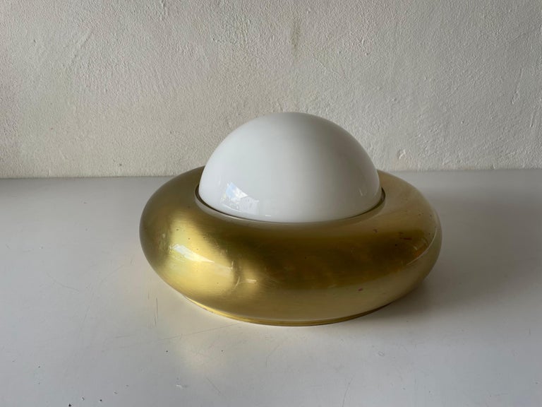 Opal Glass and Brass Ufo "Medium Size" Flush Mount Light by Valenti ...