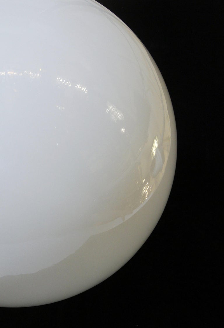 Opal Glass Globe Pendant Light Kurt Versen Style, Large For Sale at 1stDibs