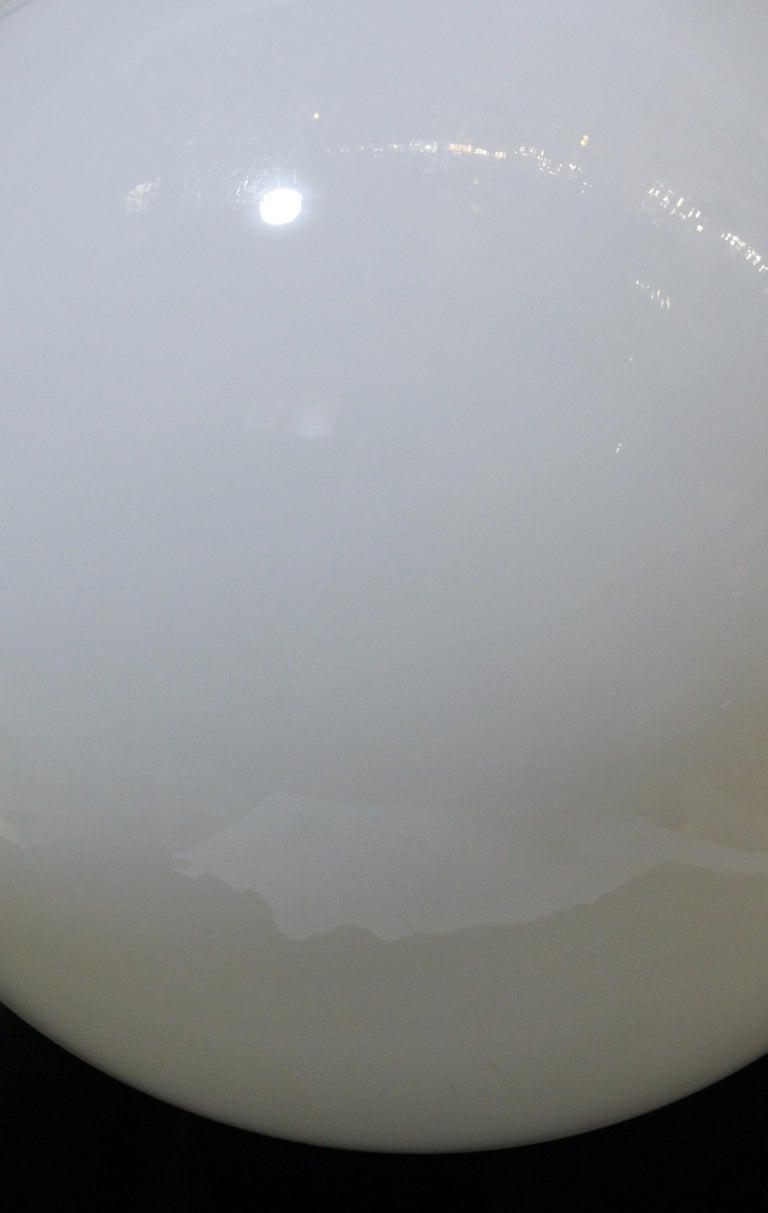 Opal Glass Globe Pendant Light Kurt Versen Style, Large For Sale at 1stDibs