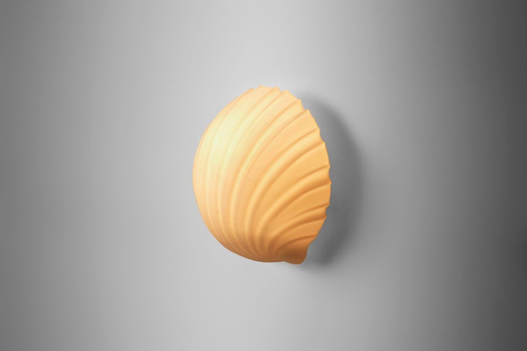 Opal Glass Shell Wall Lamp by Glashütte Limburg, Germany 1970s For Sale ...
