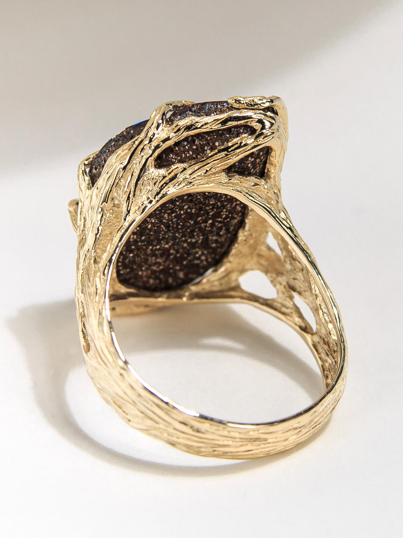 Opal Gold Ring Natural Gemstone Roots Pinfire Pattern Opal For Sale at ...