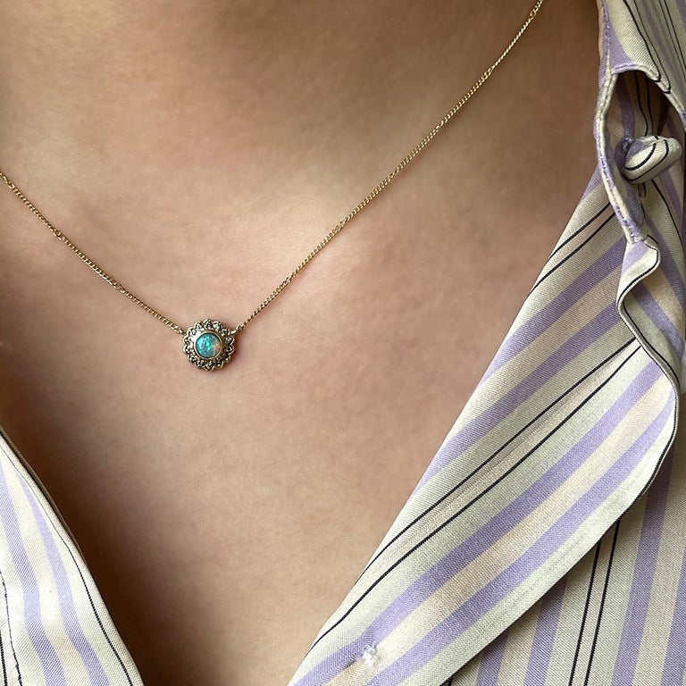Opal Lace Necklace with Diamonds For Sale at 1stDibs