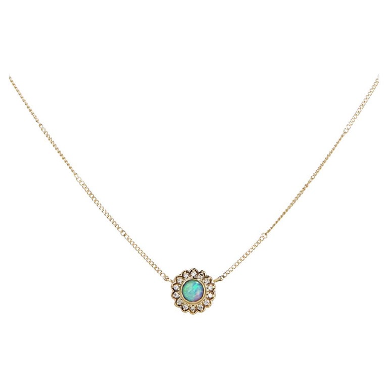 Opal Lace Necklace with Diamonds For Sale at 1stDibs