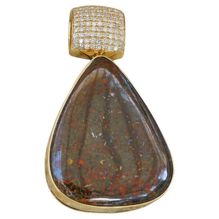 Opal Matrix Brilliant Pendant 31 ct 0.46 W SI-P 750 Yellow Gold Mine ...