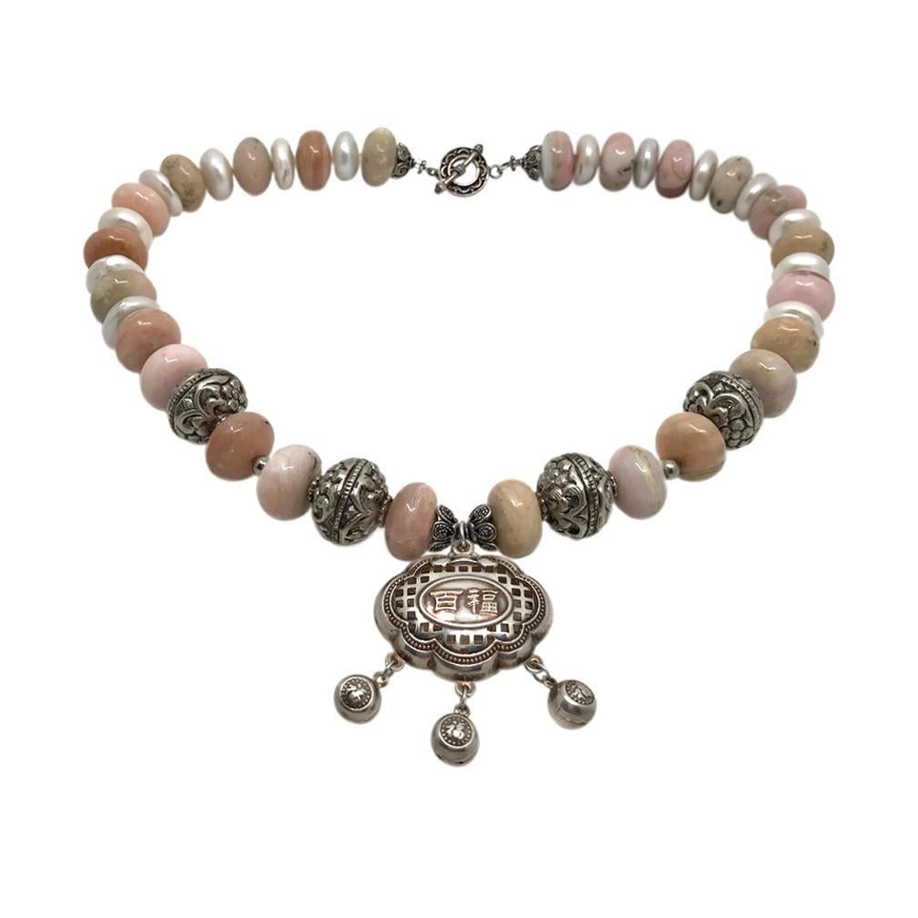 Opal, Pearl and Fine Silver Demi-parure For Sale at 1stDibs