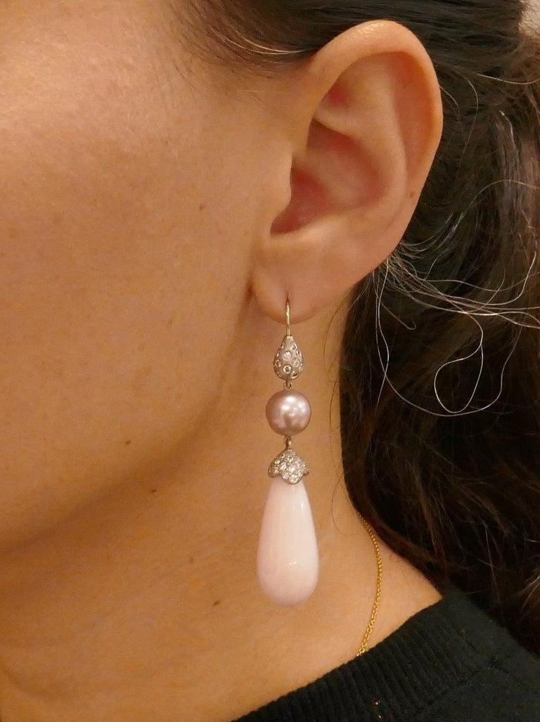 Opal Pearl White Gold Earrings by Donald Huber For Sale at 1stDibs