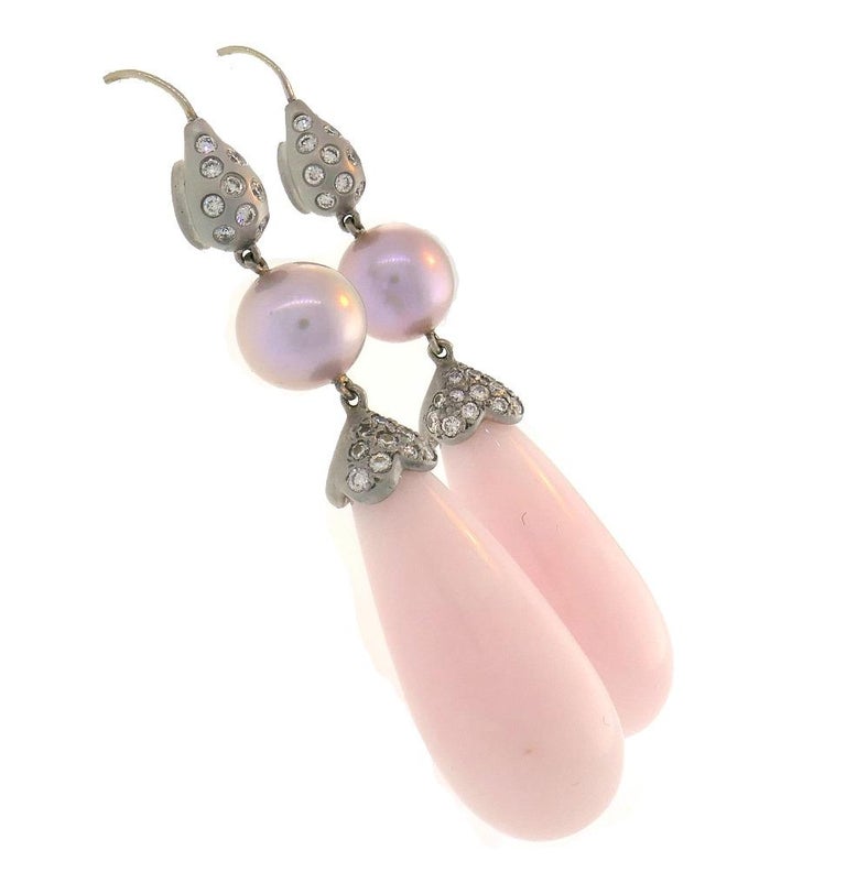 Opal Pearl White Gold Earrings by Donald Huber For Sale at 1stDibs