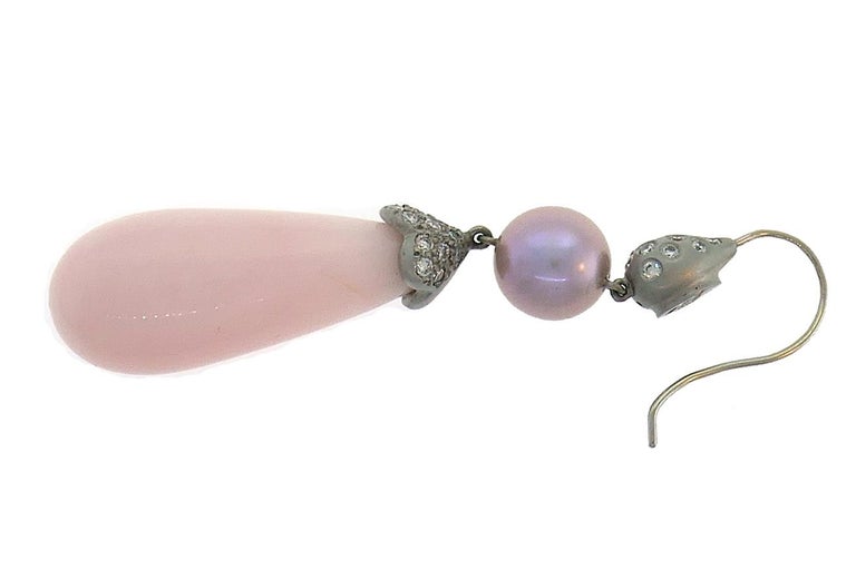 Opal Pearl White Gold Earrings by Donald Huber For Sale at 1stDibs